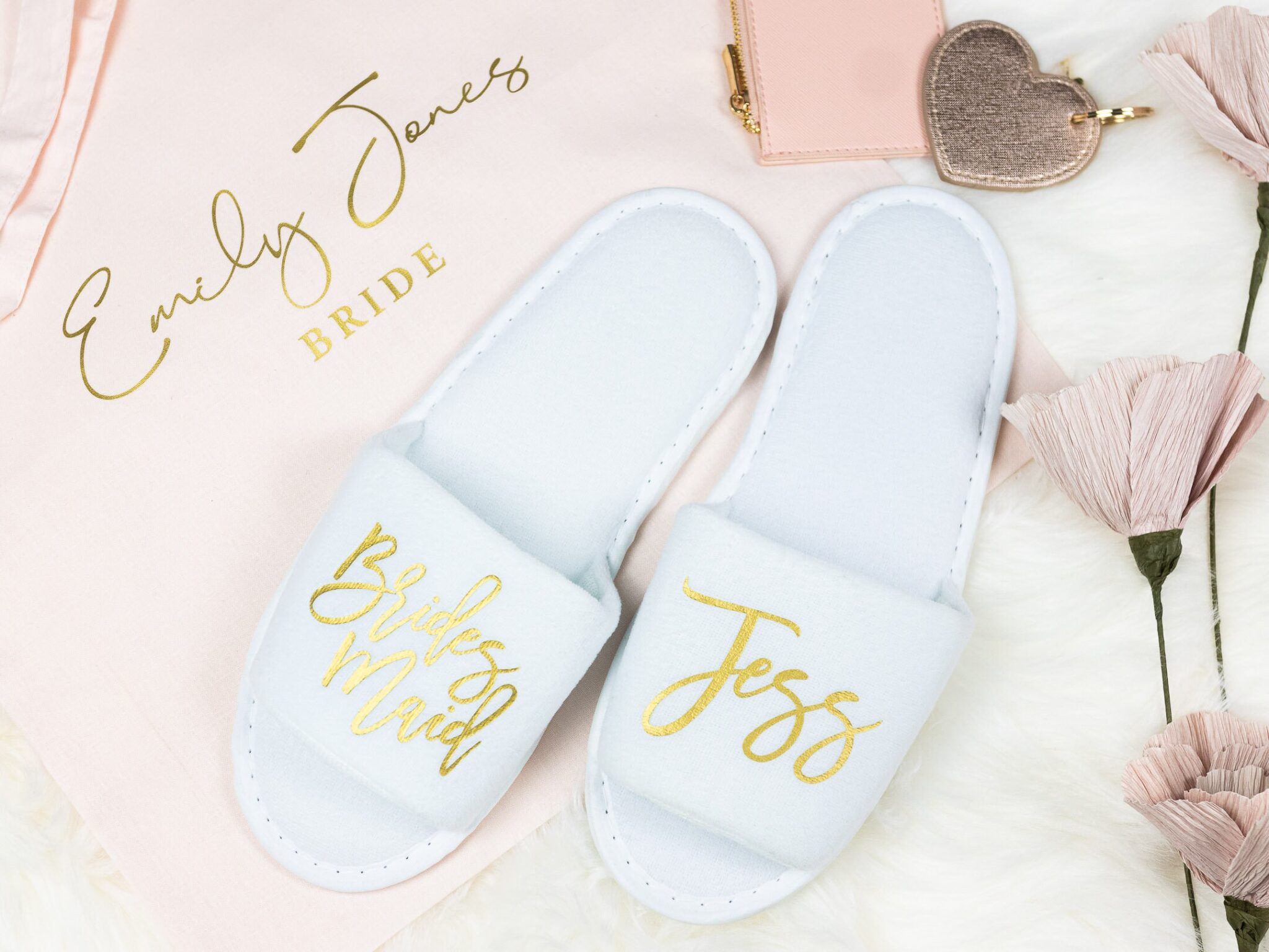 Personalised Slippers - Black or white for your Wedding, Hotel, Yacht ...