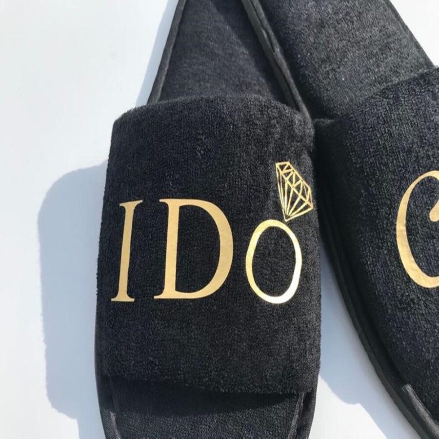 Personalised Slippers - Black or white for your Wedding, Hotel, Yacht ...