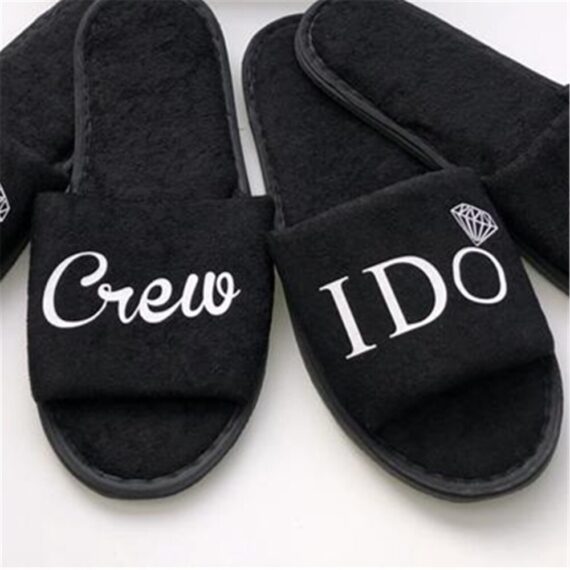Personalised Slippers - Black or white for your Wedding, Hotel, Yacht ...