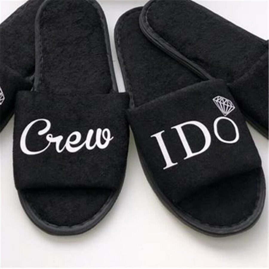 Personalised Slippers - Black or white for your Wedding, Hotel, Yacht ...