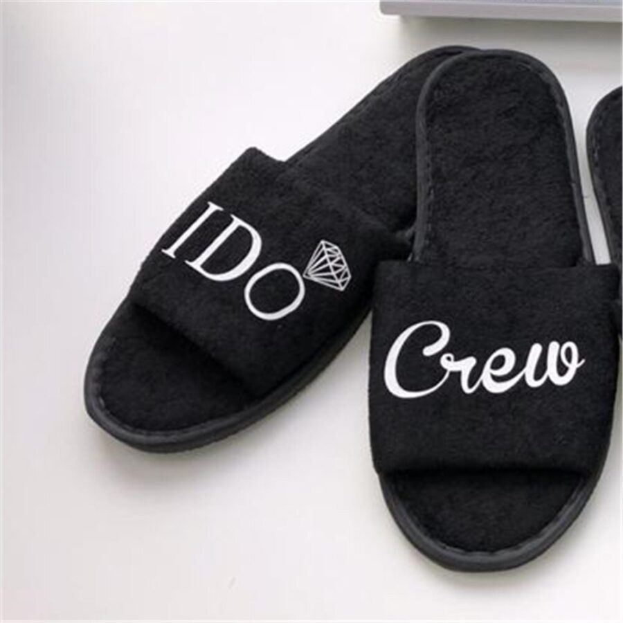 Personalised Slippers - Black or white for your Wedding, Hotel, Yacht ...