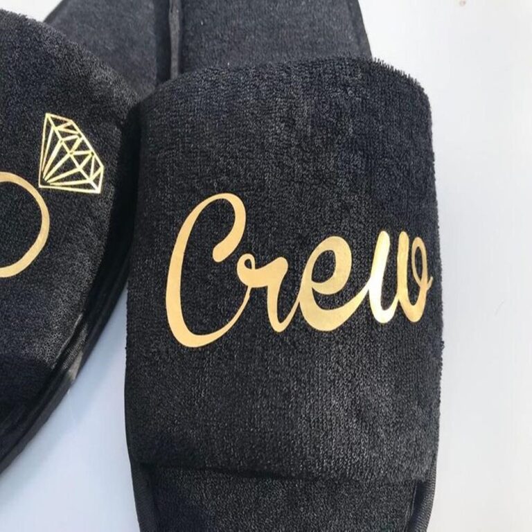 Personalised Slippers - Black or white for your Wedding, Hotel, Yacht ...