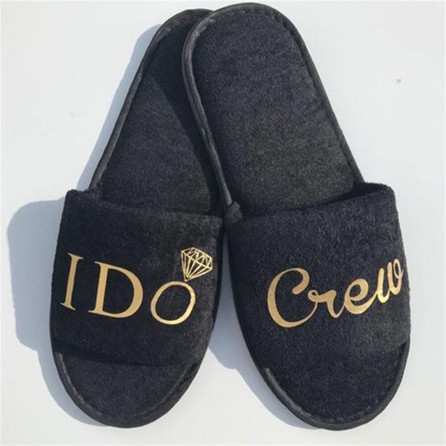 Personalised Slippers - Black or white for your Wedding, Hotel, Yacht ...