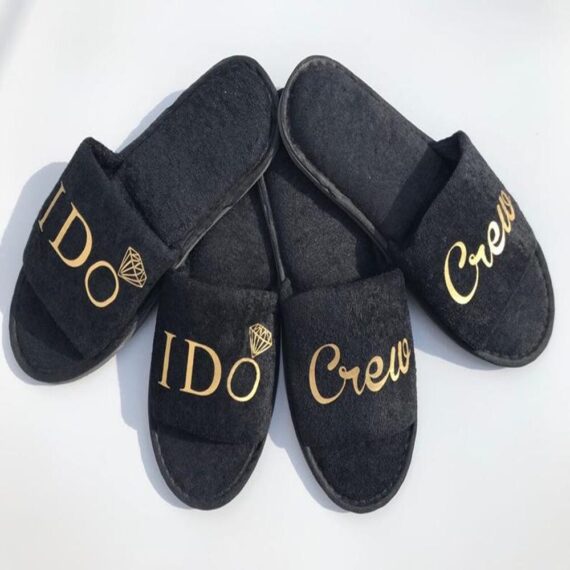Personalised Slippers - Black or white for your Wedding, Hotel, Yacht ...