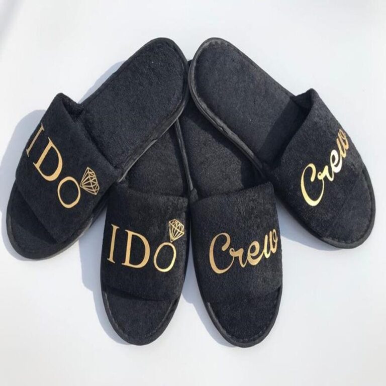 Personalised Slippers - Black or white for your Wedding, Hotel, Yacht ...